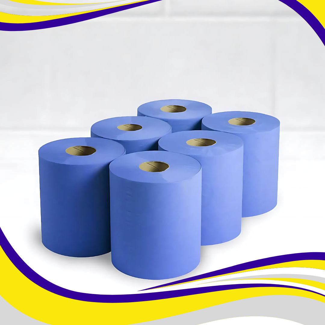 Blue Paper Rolls 8" x 150 metres (6 pack) – Indigo Supplies Ltd